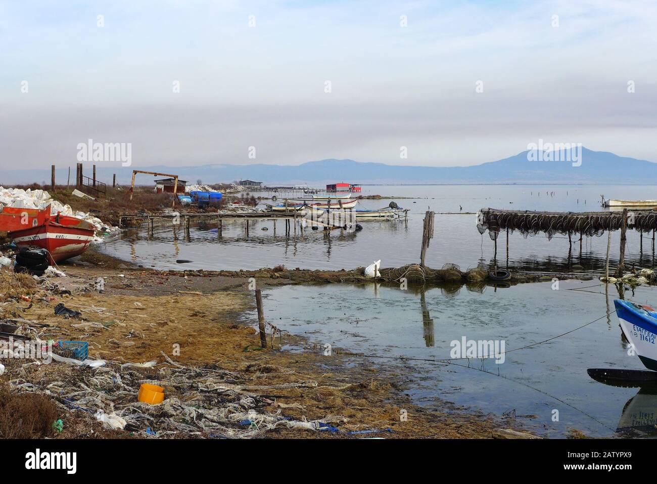 Fishing and mussel farms in the estuary of Axios river, gulf of ...