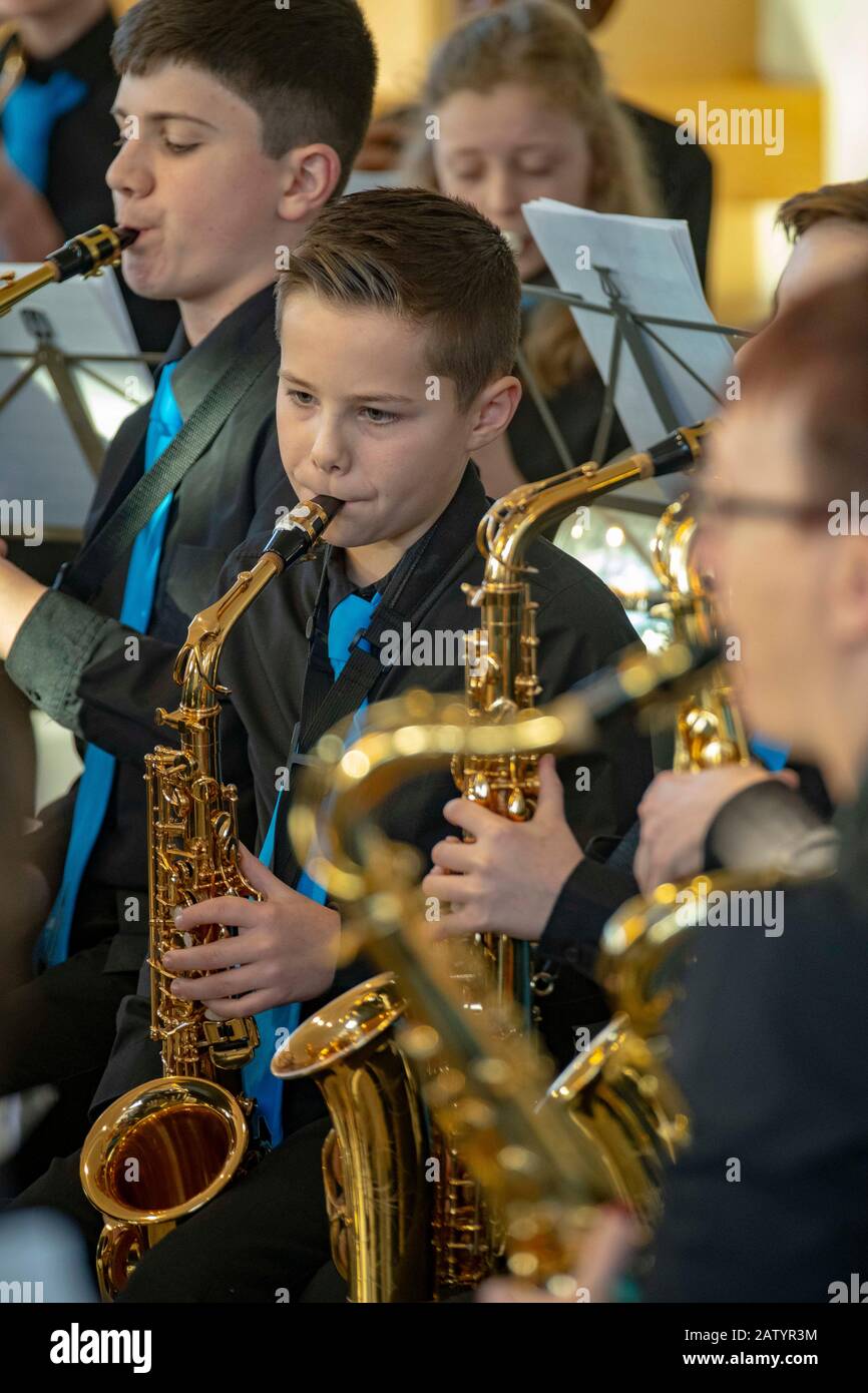 Children playing saxophone hi-res stock photography and images - Alamy