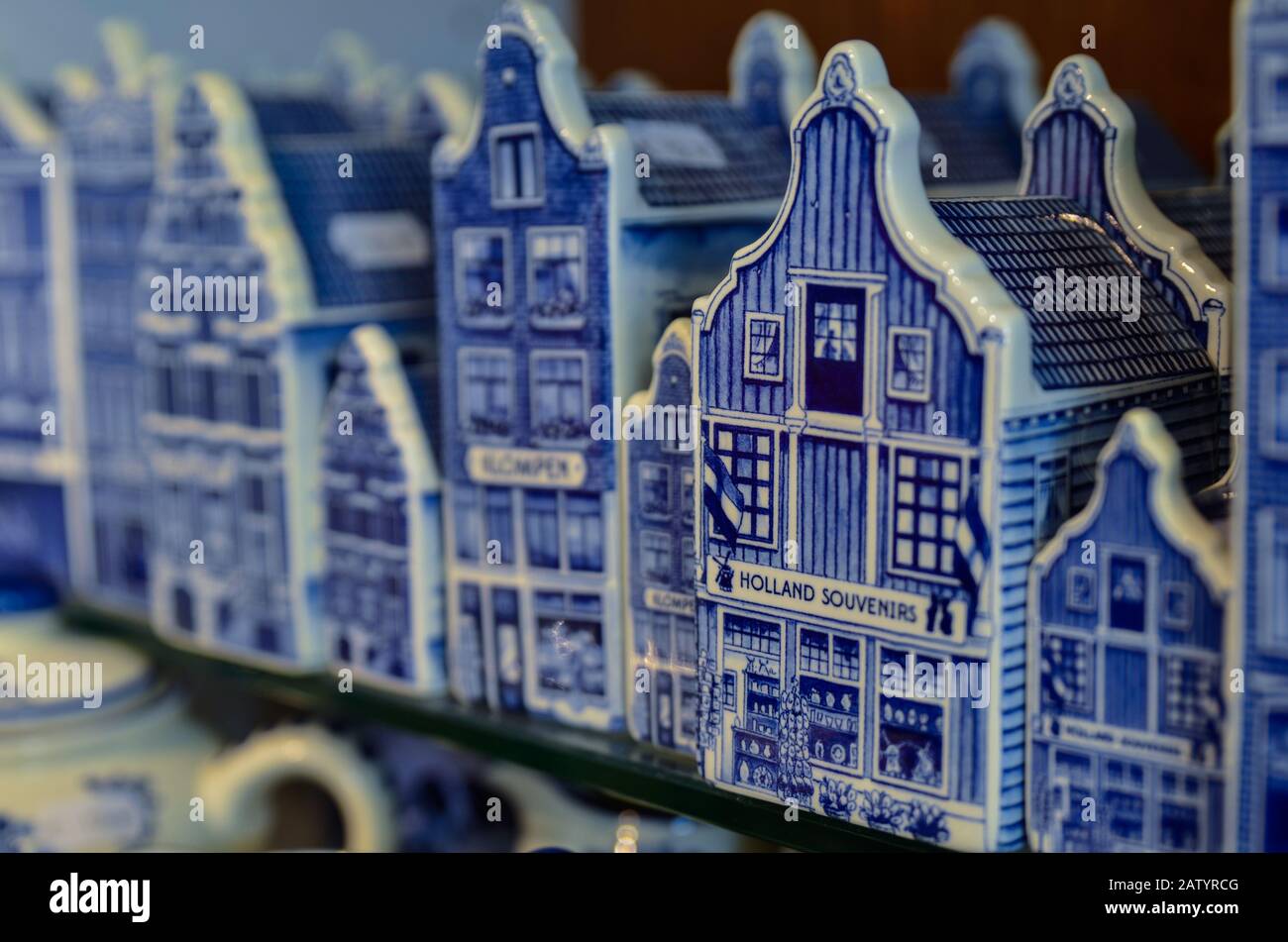 Delft, the netherlands, august 2019. At a shop of the famous blue and ...