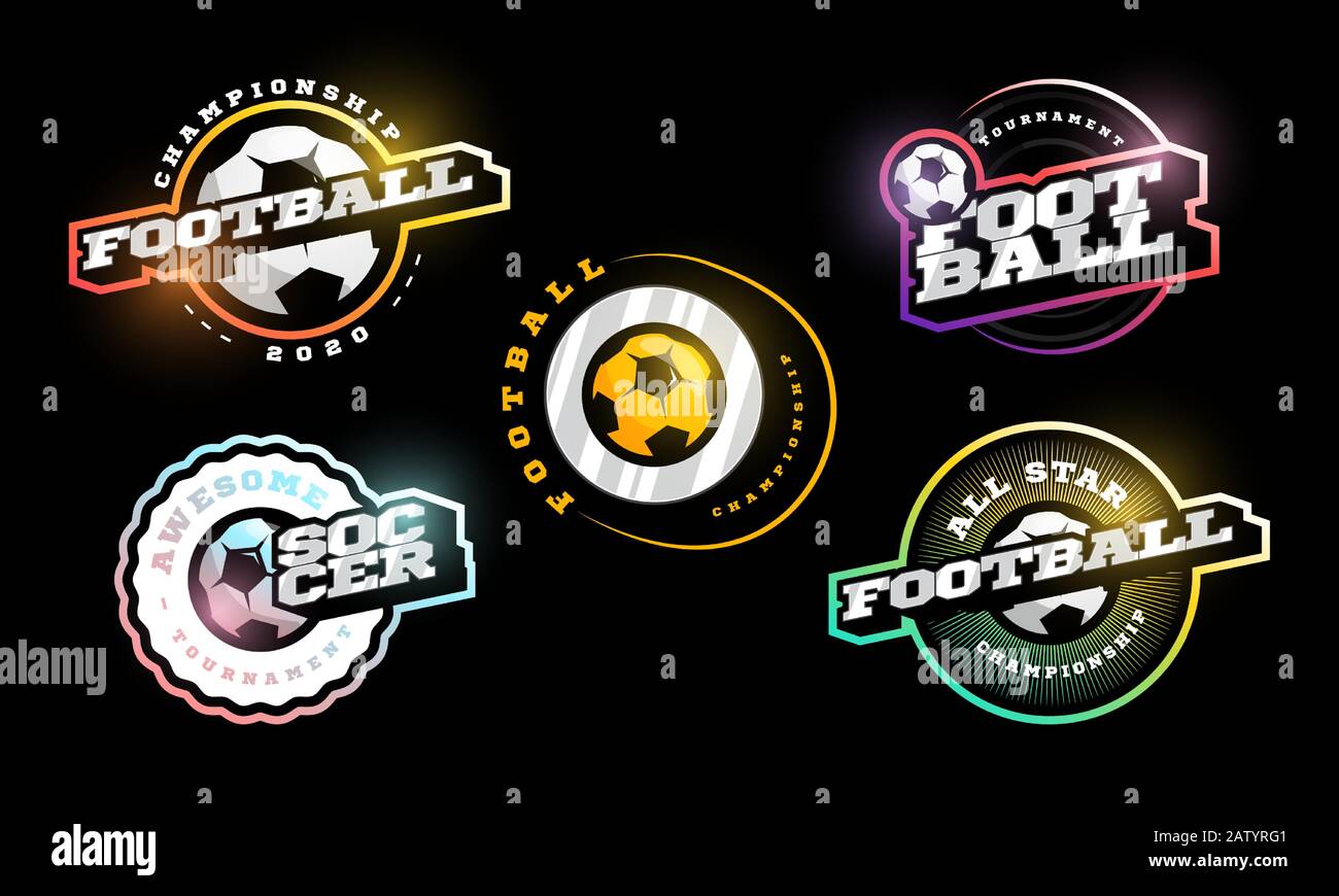 Football vector logo Set. Modern professional Typography sport retro ...