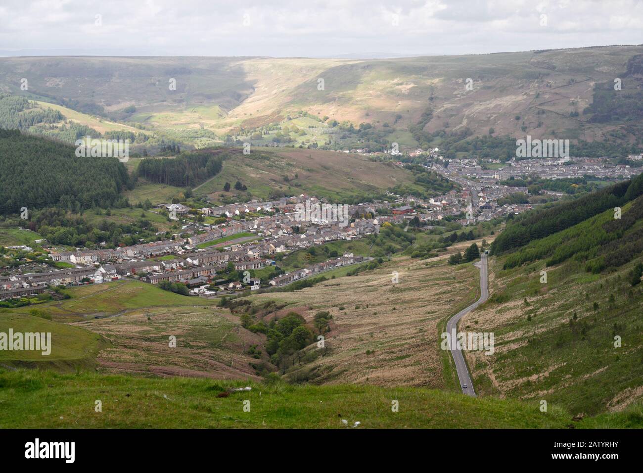 View of the Rhondda valley towards Treorchy and Cwmparc from the Bwlch ...