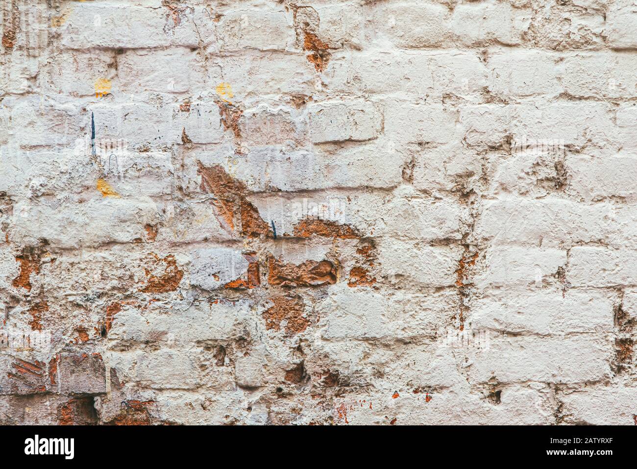 old white almost ruined brick wall texture Stock Photo - Alamy