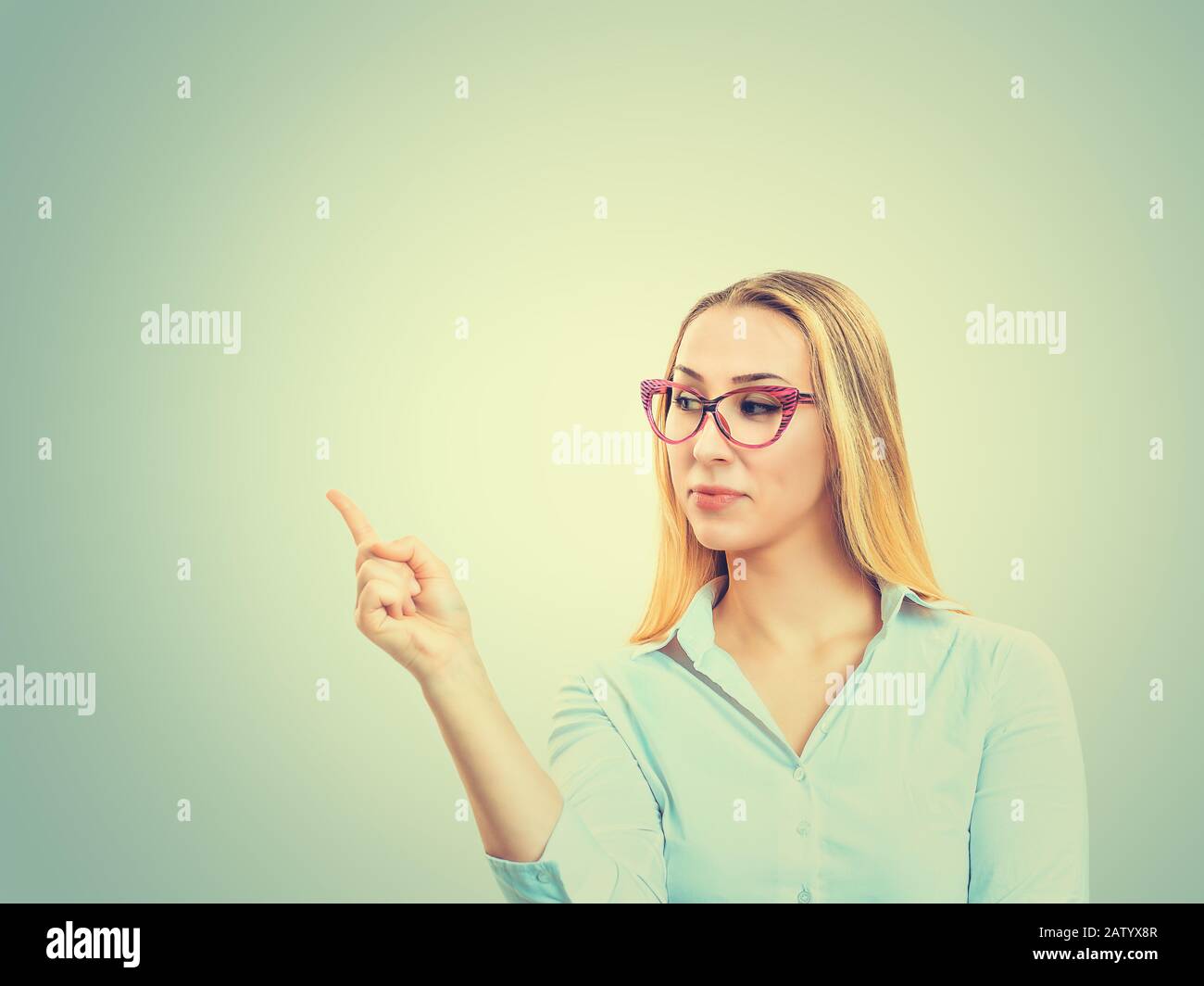 Pretty lady gesturing copy hi-res stock photography and images - Alamy