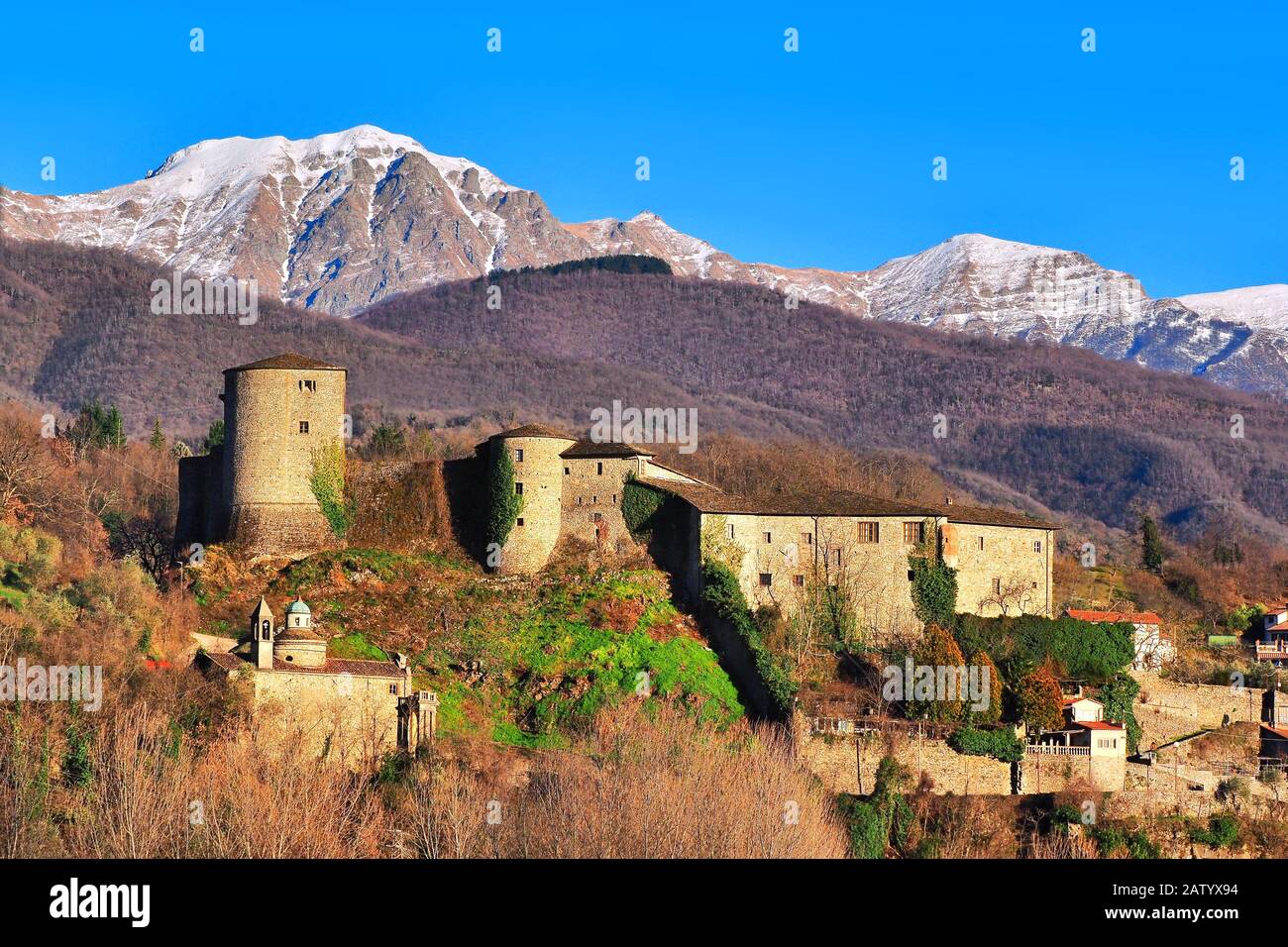 Pontremoli Castle in North Italian Apennines Stock Photo - Alamy