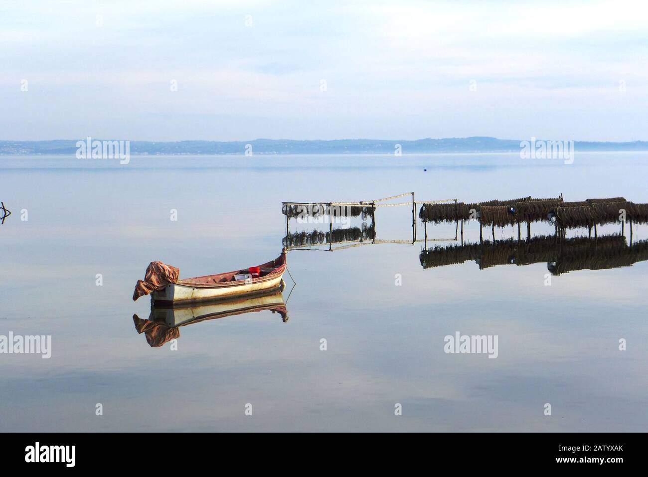Fishing and mussel farms in the estuary of Axios river, gulf of ...