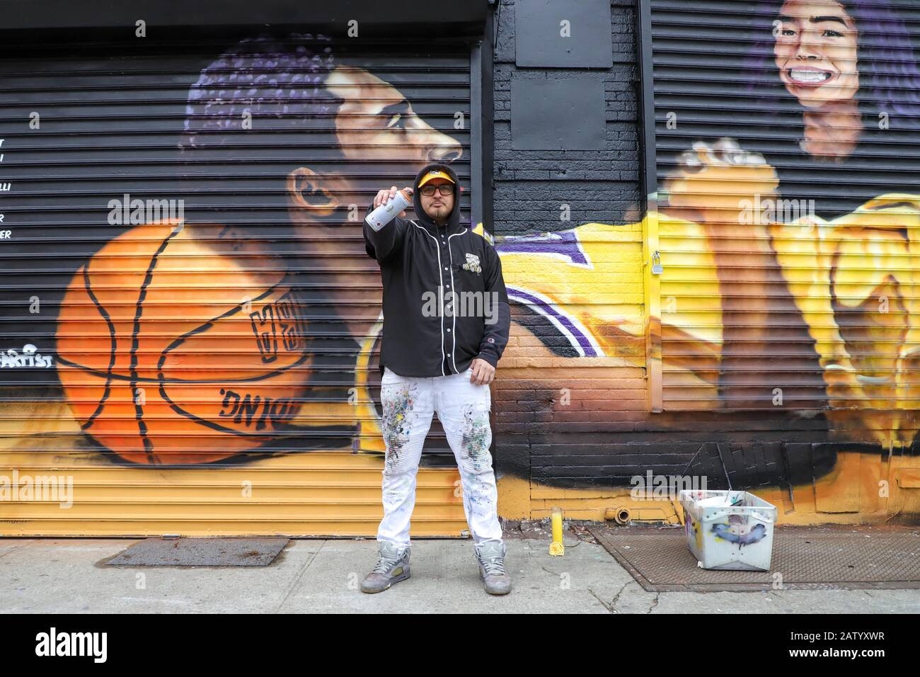 New York, New York, USA. 5th Feb, 2020. Mural in honor of NBA legend ...
