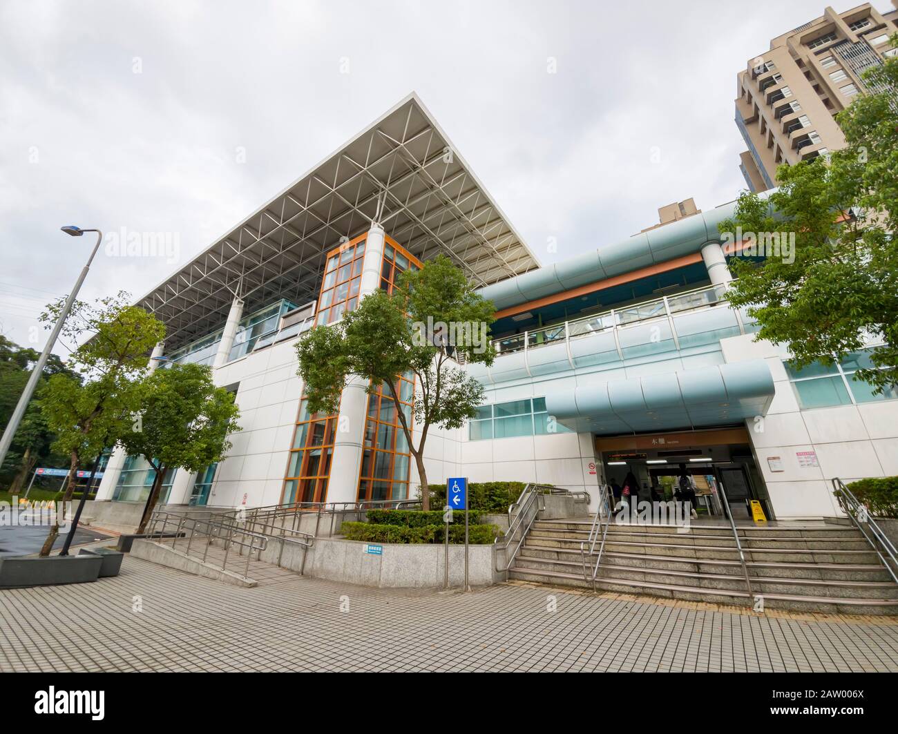 Taipei, NOV 8: Morning exterior view of the Muzha metro station on NOV ...