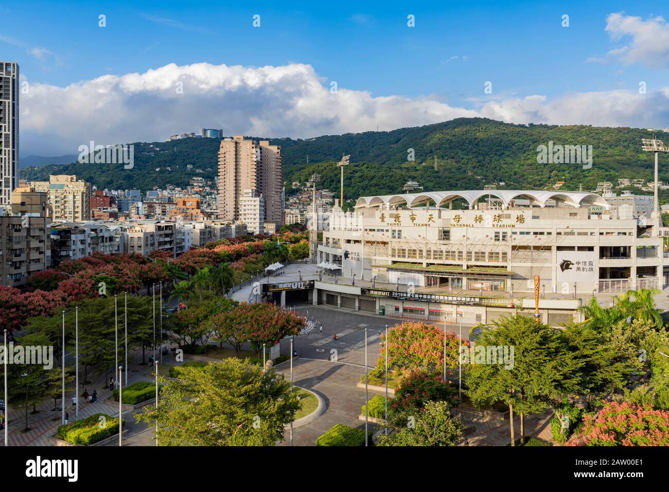 Taipei, OCT 27: High angle view of the Taipei Tianmu Baseball Stadium ...