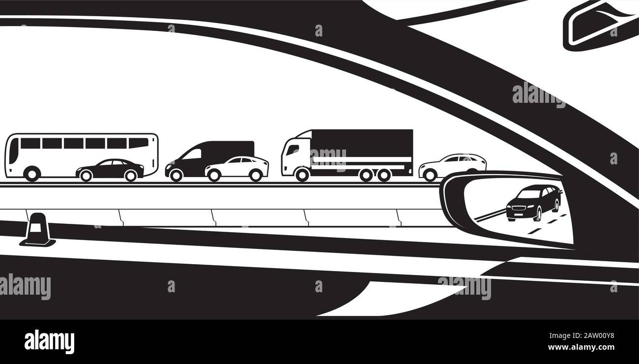 View from car to highway flow - vector illustration Stock Vector Image ...