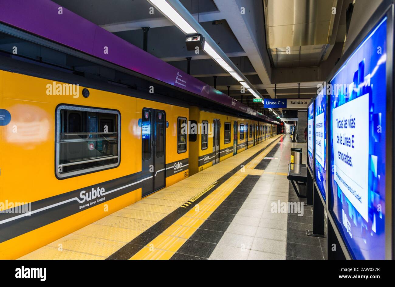 Buenos Aires, Argentina - June 22, 2019: Newly built subway subte ...