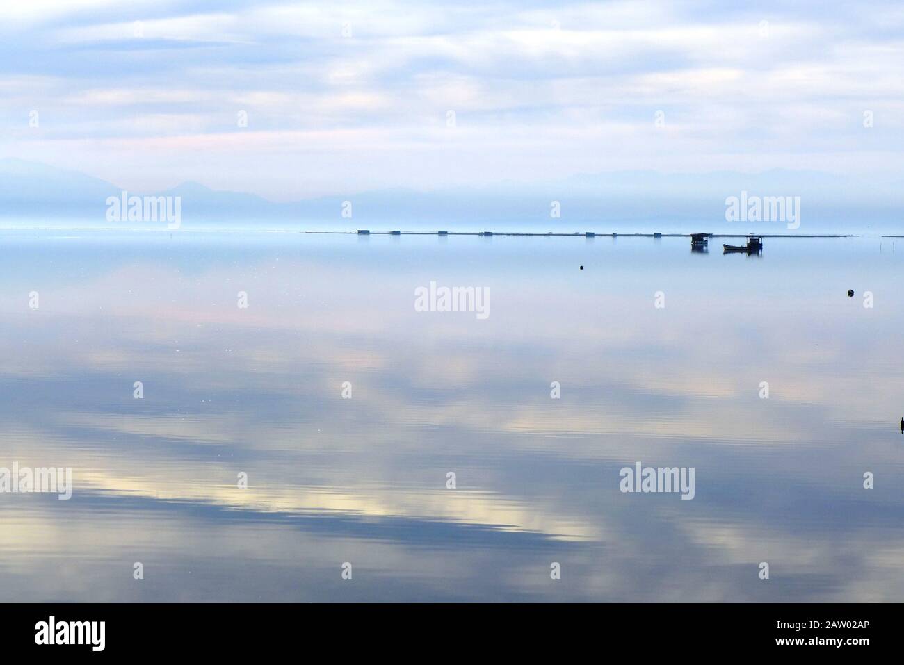 Fishing and mussel farms in the estuary of Axios river, gulf of ...