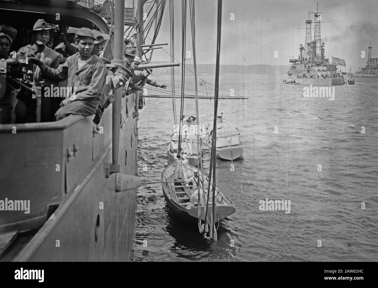Photo shows the Cuban naval ship Cuba with U.S. ships in background ca ...
