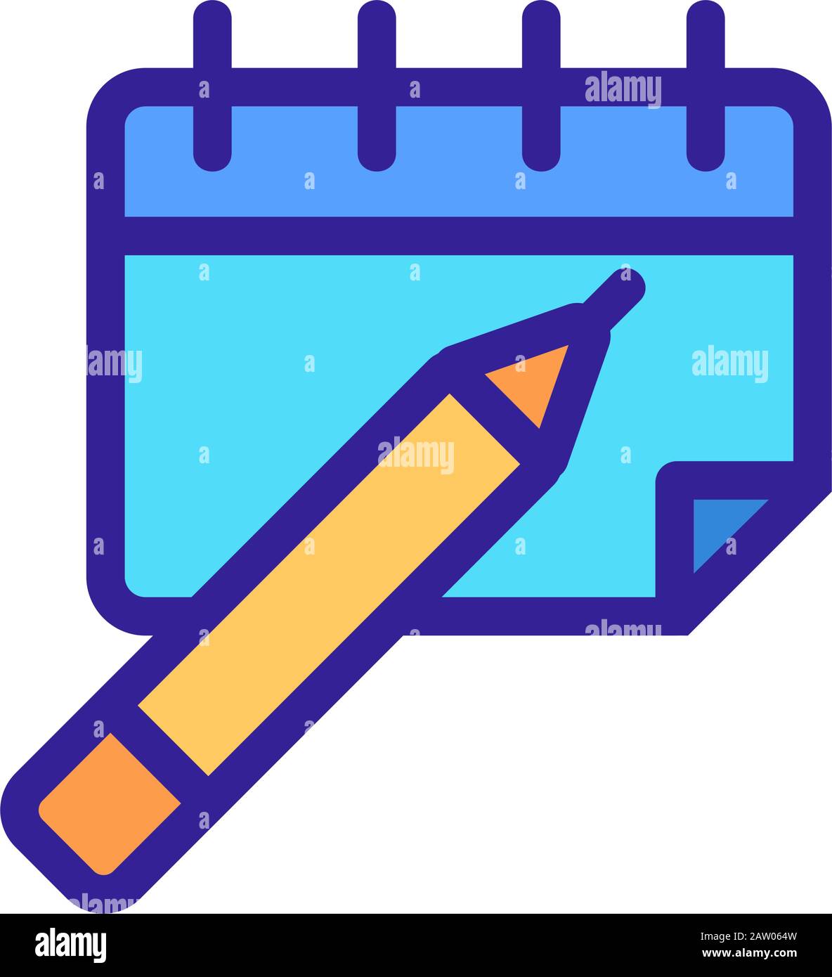 Calendar pencil icon vector. Isolated contour symbol illustration Stock ...