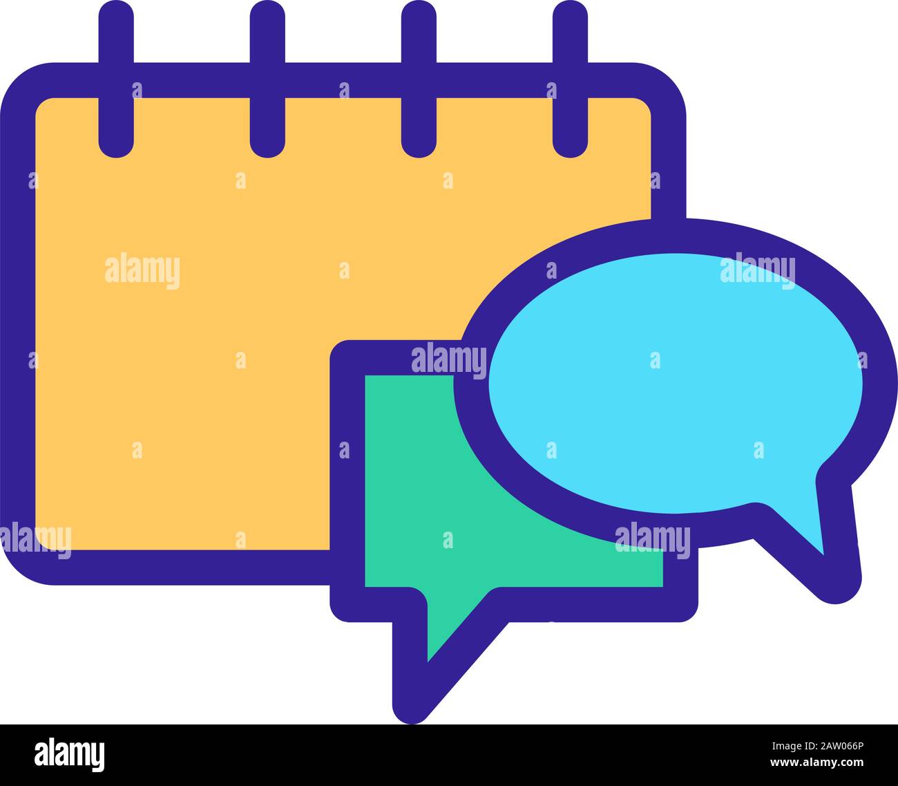 Calendar message icon vector. Isolated contour symbol illustration ...