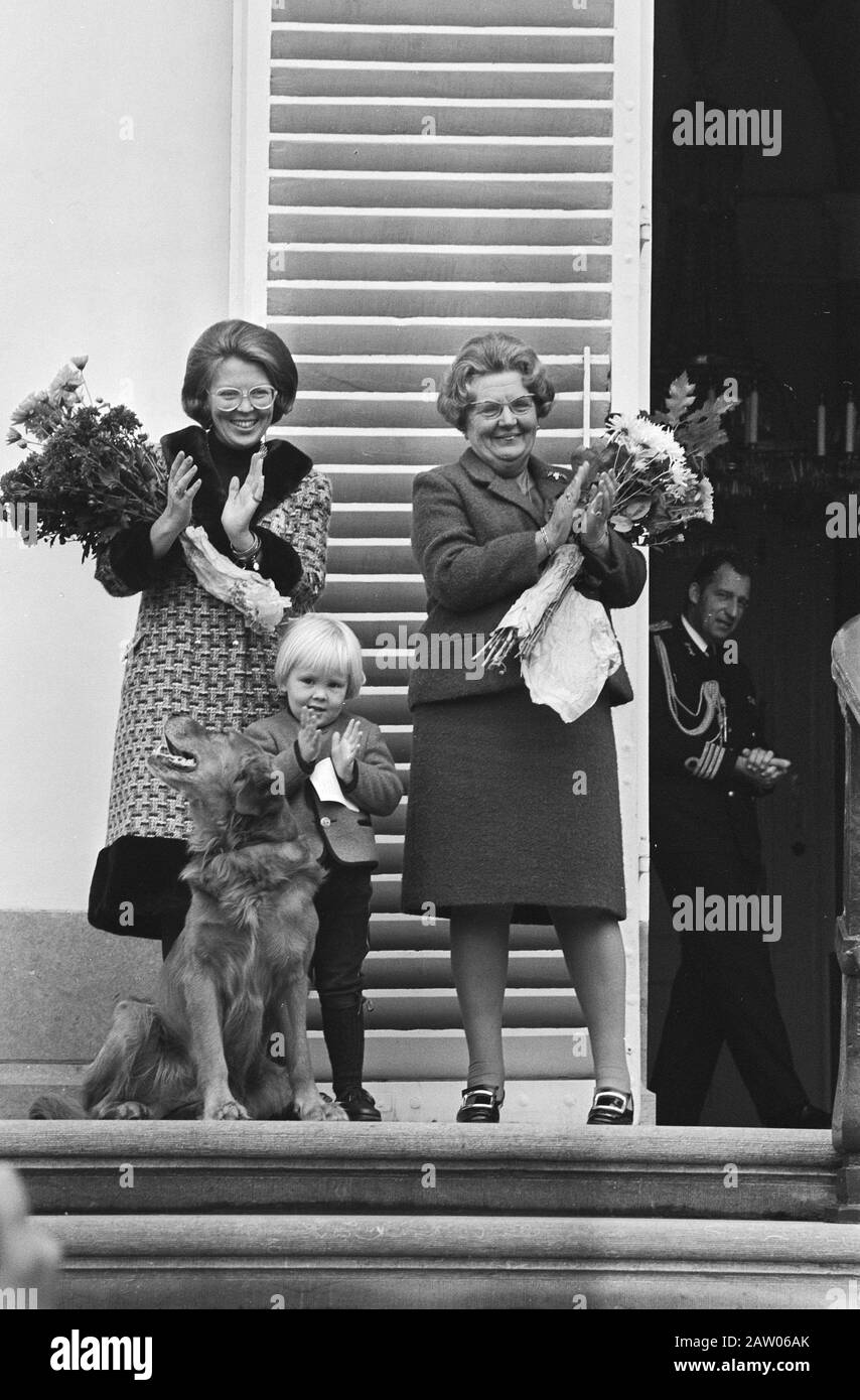 Queen Juliana, Princess Beatrix and Prince Willem Alexander listen to ...