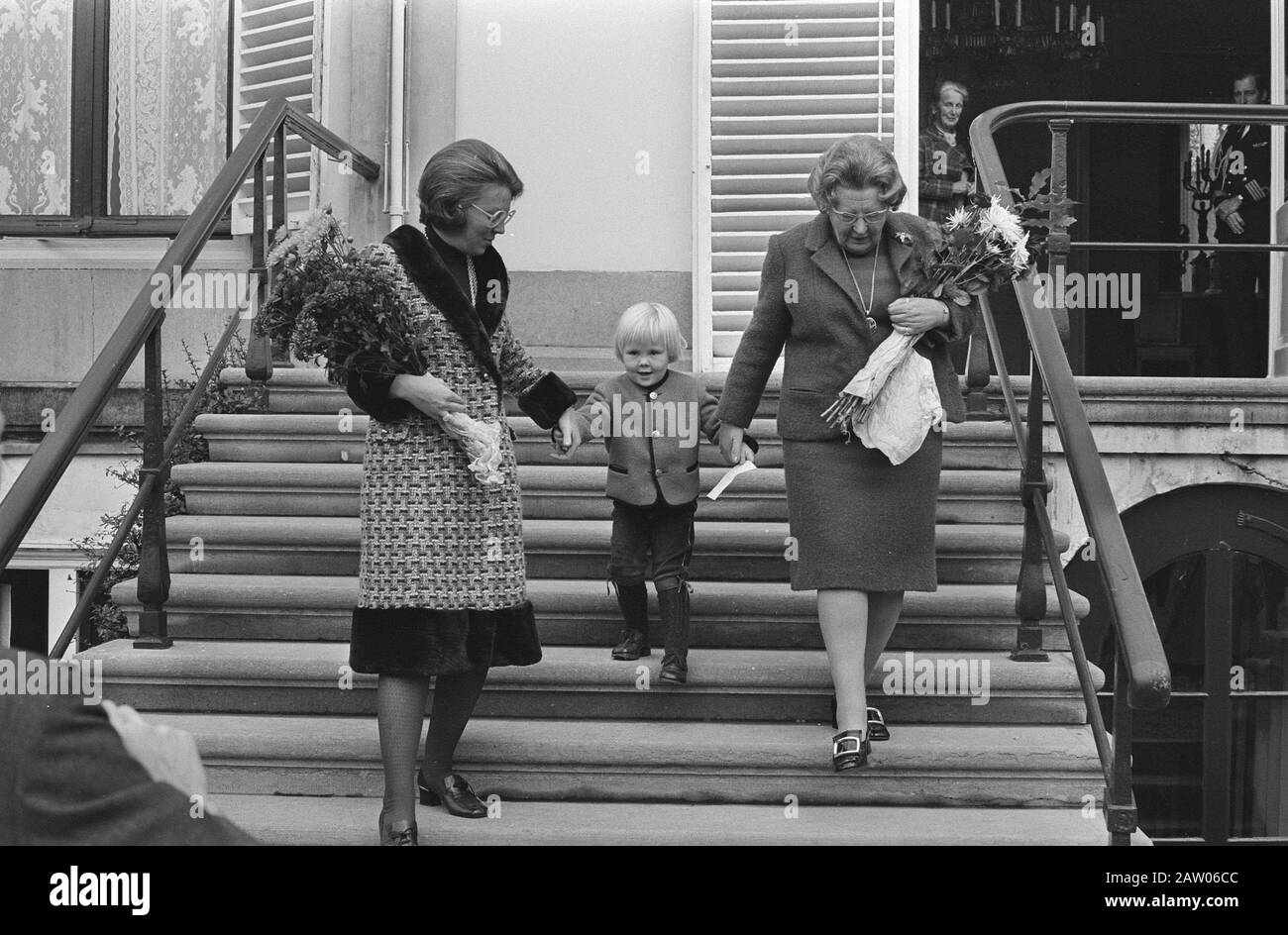 Queen Juliana, Princess Beatrix and Prince Willem Alexander listen to ...