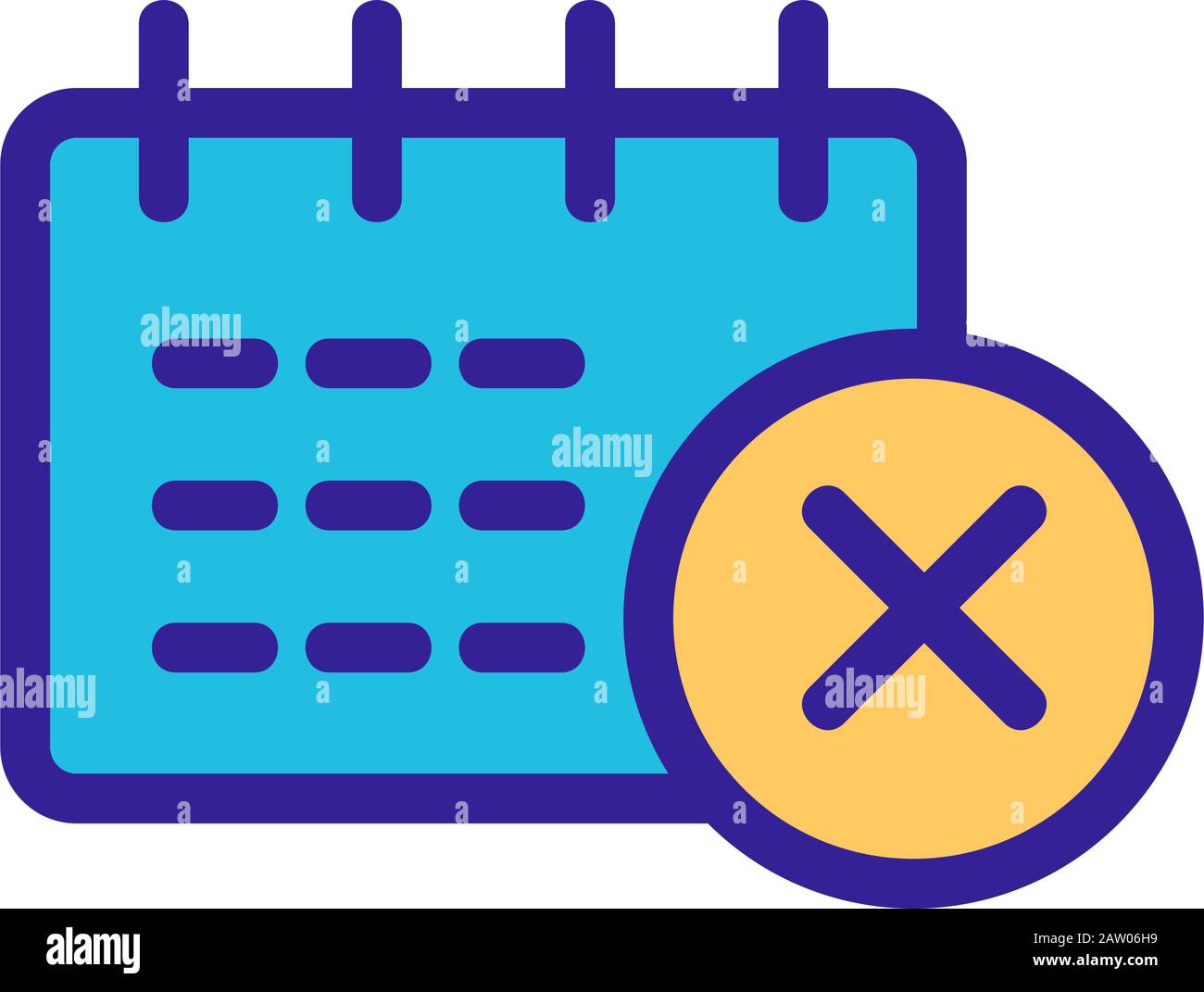 calendar cancelling the icon vector. Isolated contour symbol ...