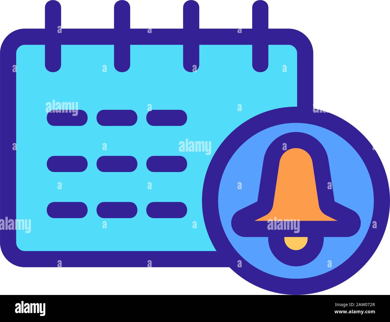 Calendar bell icon vector. Isolated contour symbol illustration Stock ...