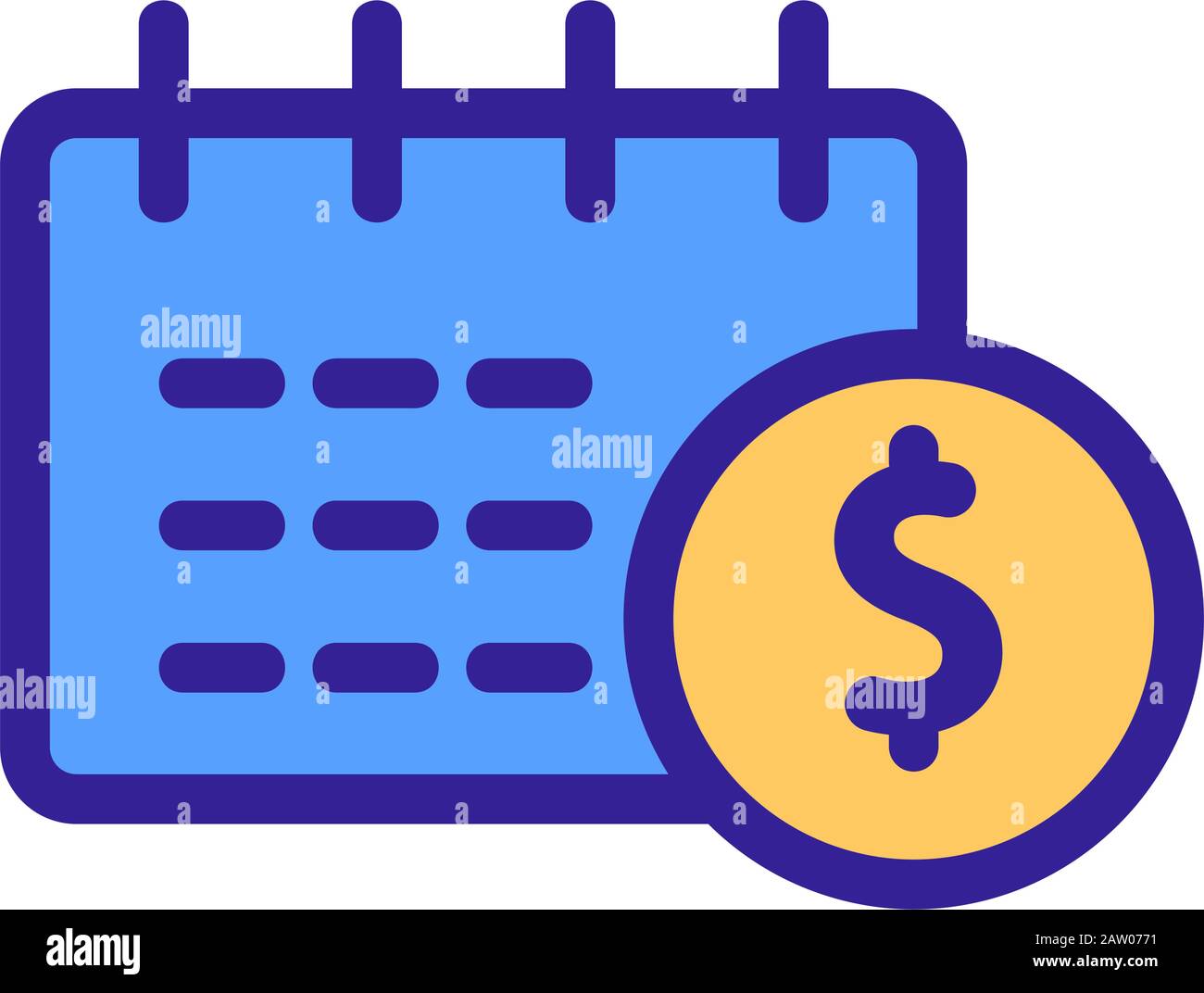 Calendar money icon vector. Isolated contour symbol illustration Stock ...