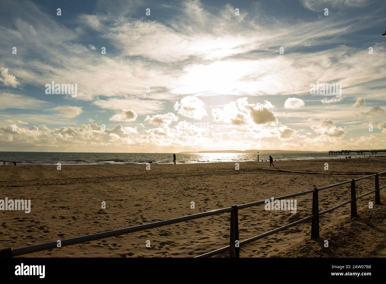 sunset over a beach Stock Photo - Alamy