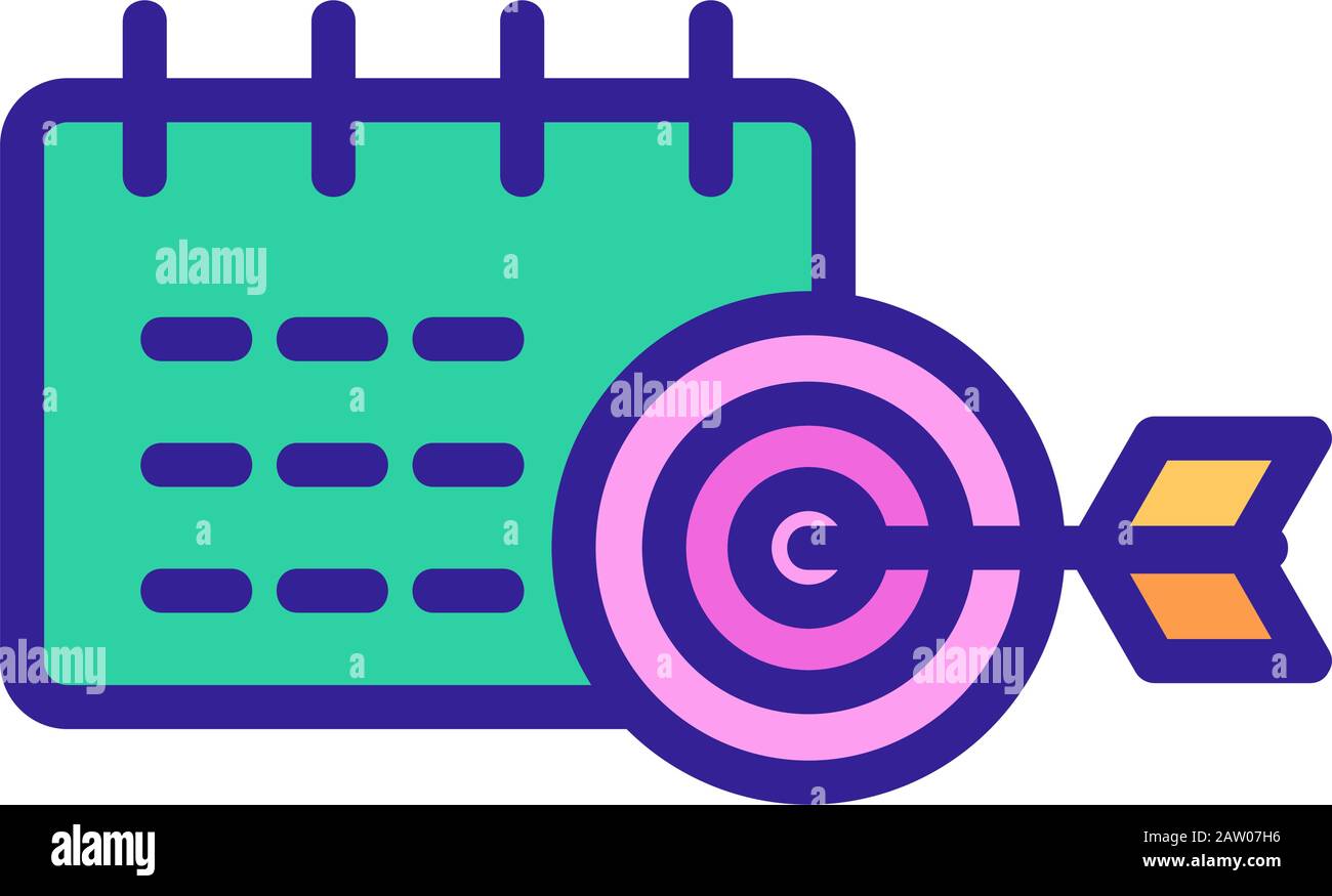 Calendar target icon vector. Isolated contour symbol illustration Stock ...