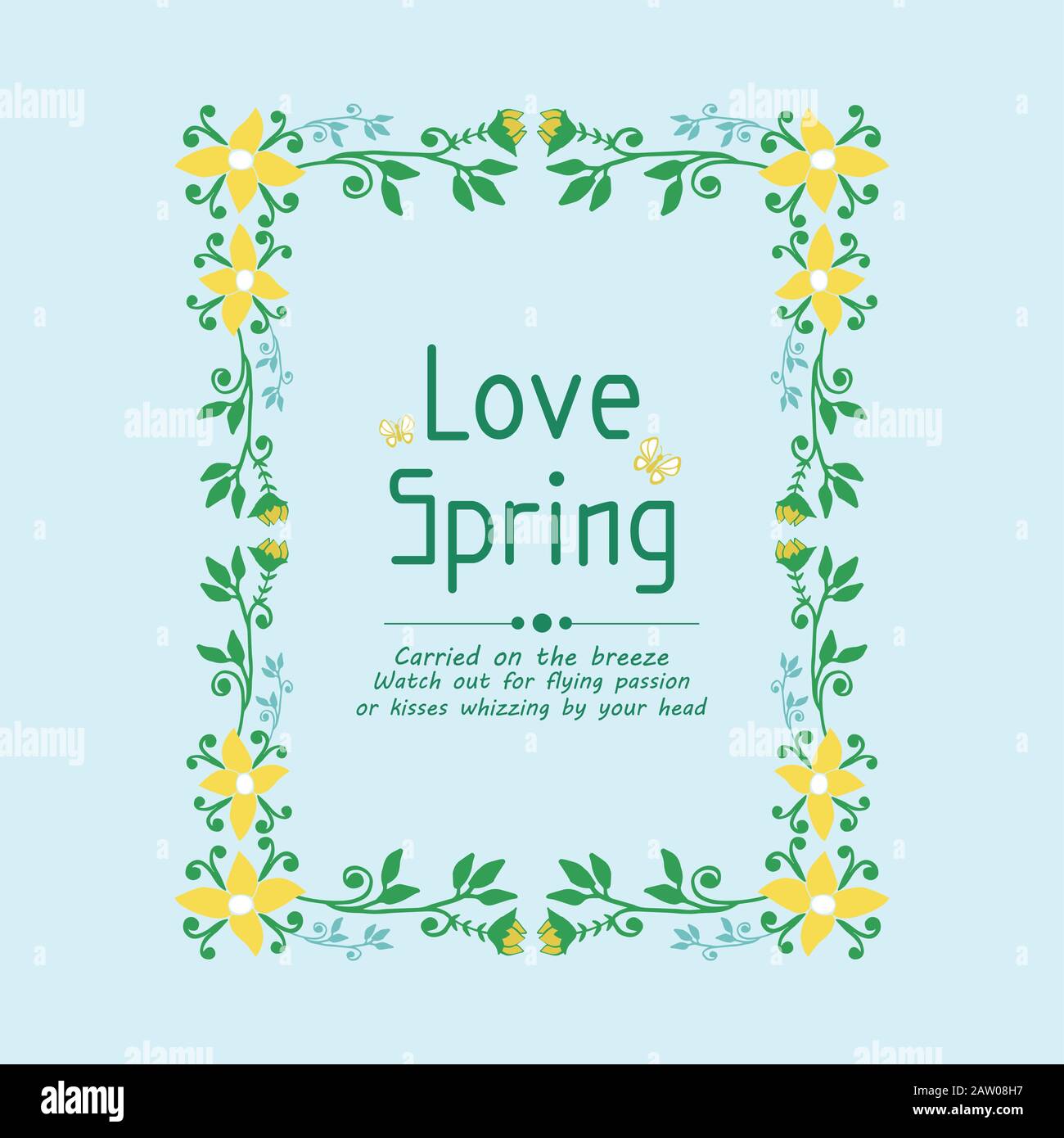 Modern pattern of leaf and flower frame, for love spring invitation ...