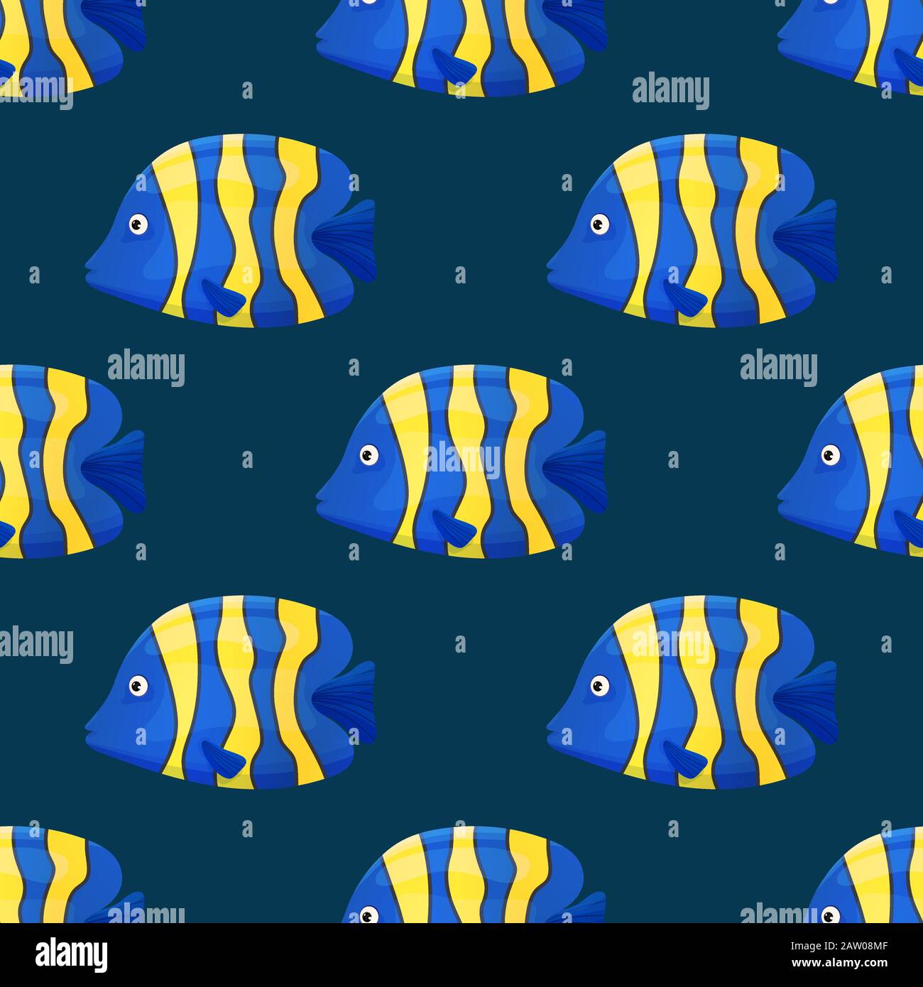Cute tropical fish on dark background. Brightly-coloured ocean fish ...