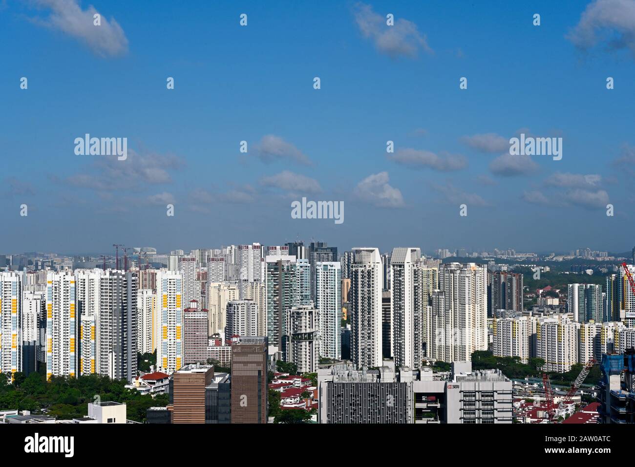 singapore, singapore - 2020.01.24: aerial view onto housing residential ...