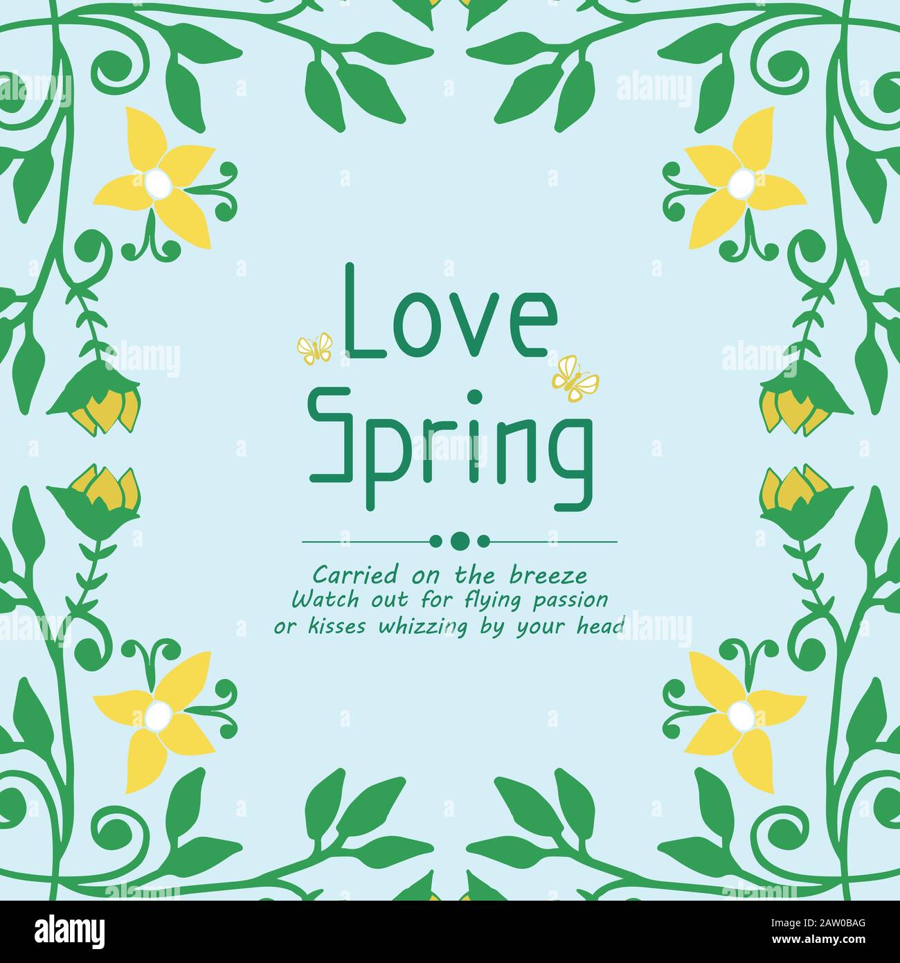 Decoratve of leaf and floral frame, for love spring greeting card ...