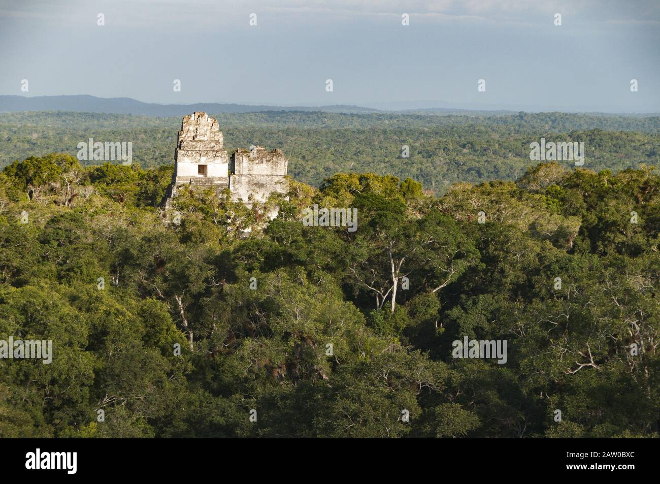 Guatemala, Tikal National Park, site and landscape overview view from ...