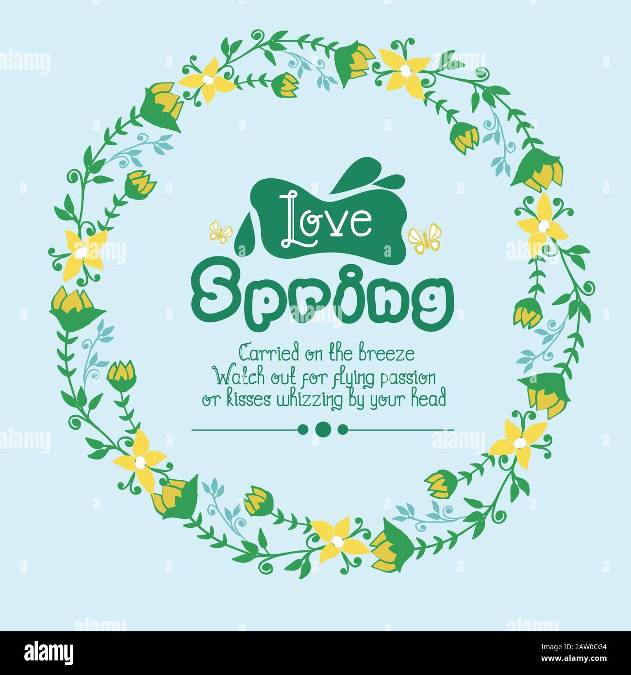 The love spring greeting card concept, with beautiful of leaf and ...