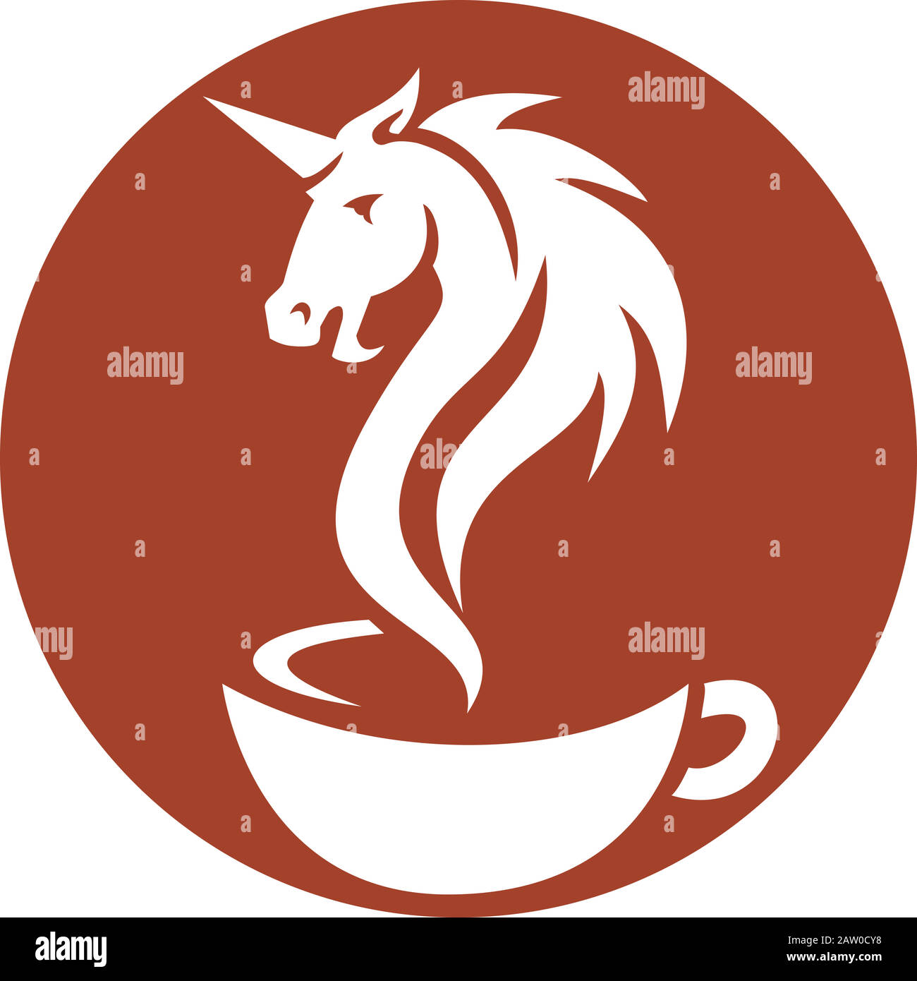 Retro style illustration of head of a unicorn coming out as a smoke ...