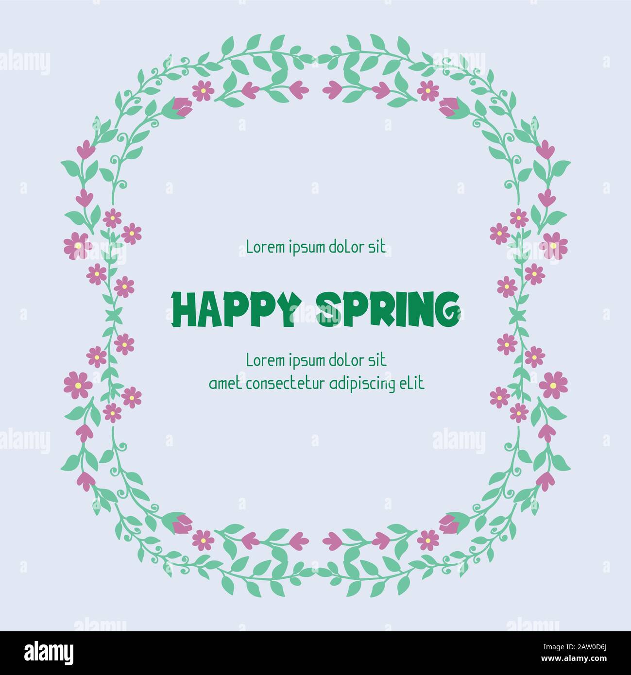 Modern frame design with leaf and flower, for happy spring greeting ...