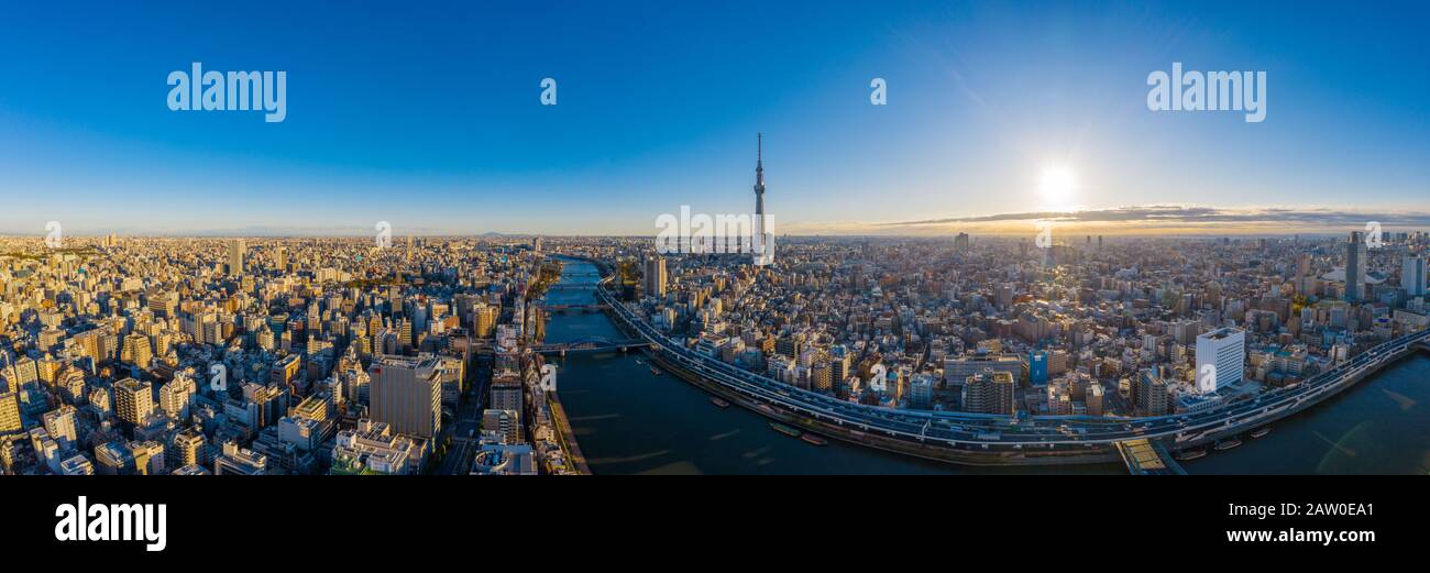 Panorama View Sunrise of Tokyo City Skyline,Japan Stock Photo - Alamy