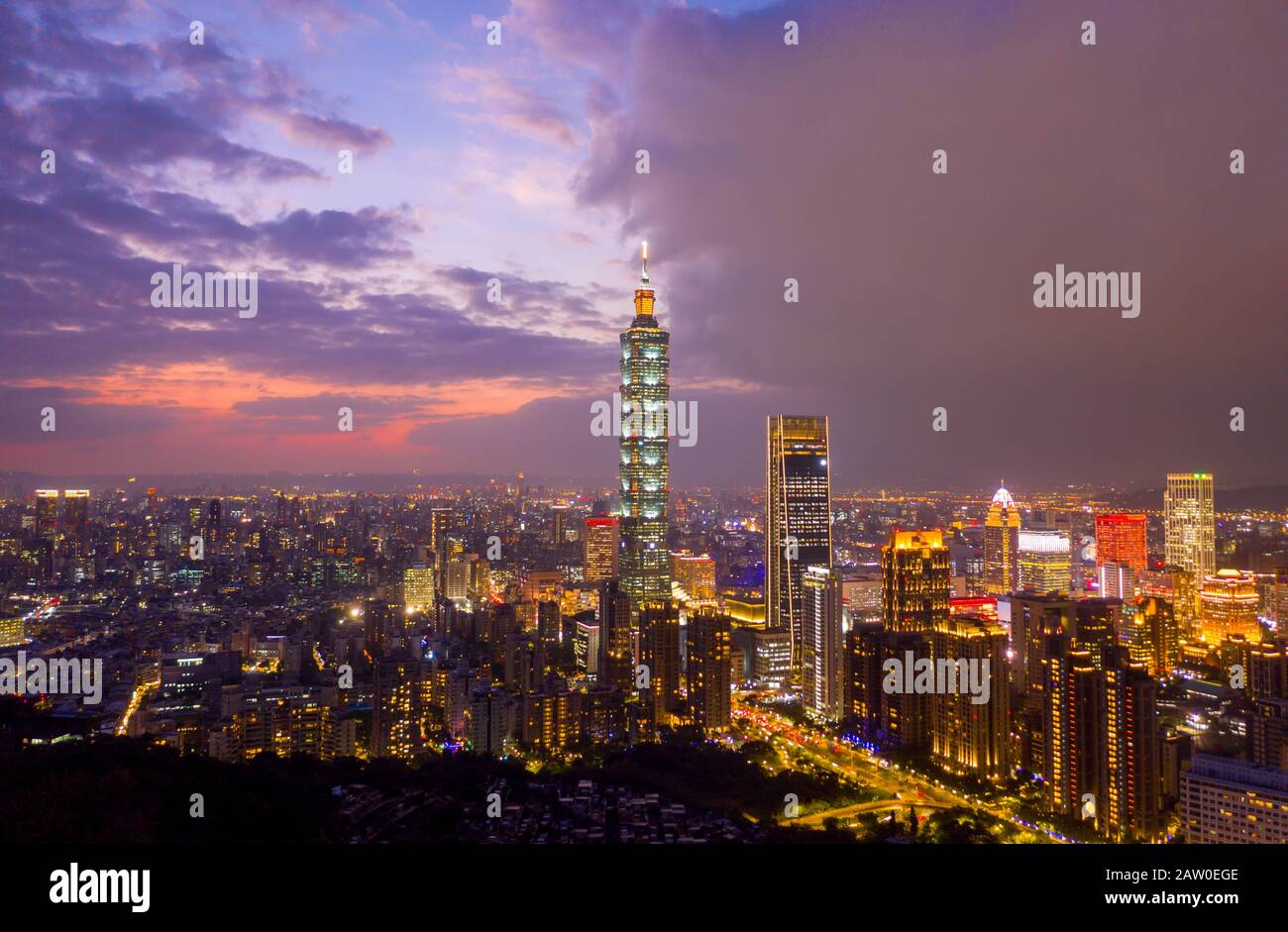 Aerial view of Taiwan City Skyline,Taipei Downtown,Taiwan Stock Photo ...
