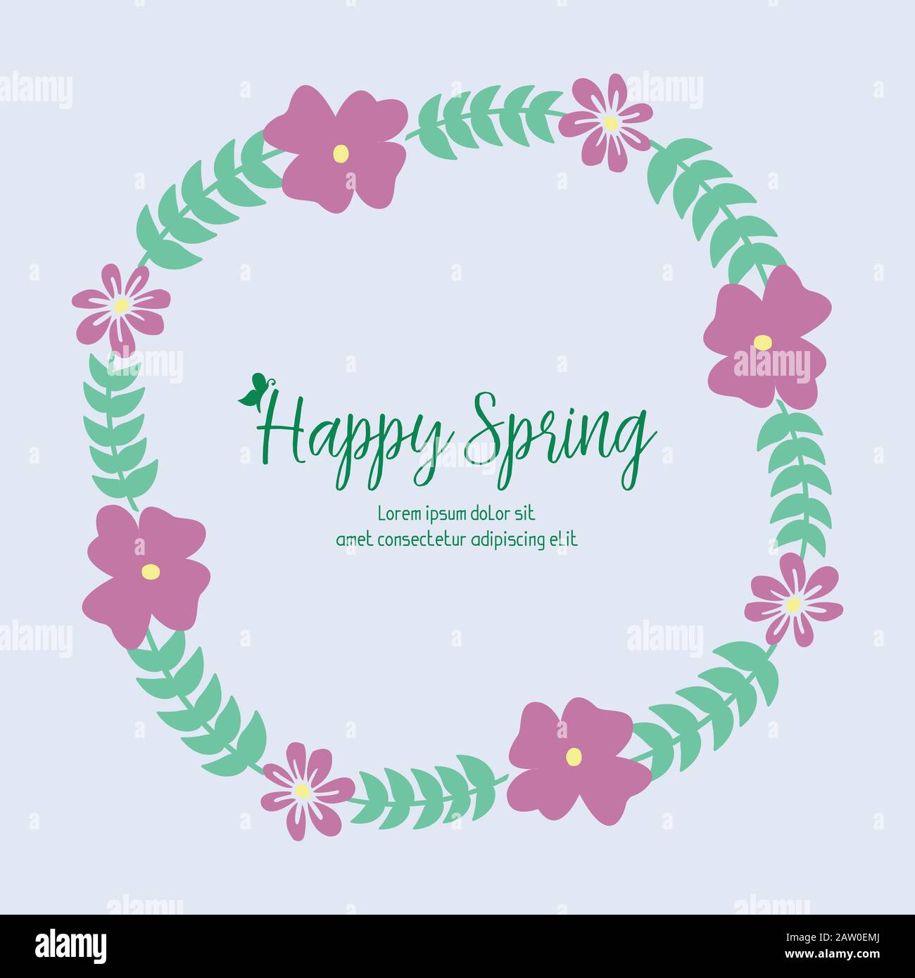 Ornate Pattern of leaf and pink flower frame, for happy spring greeting ...
