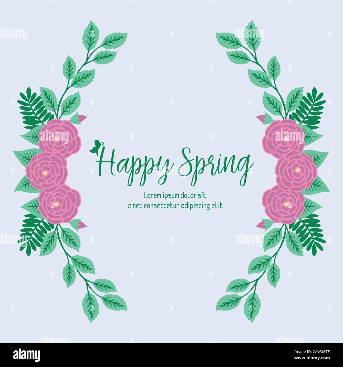 Happy spring greeting card template design, with elegant pattern of ...