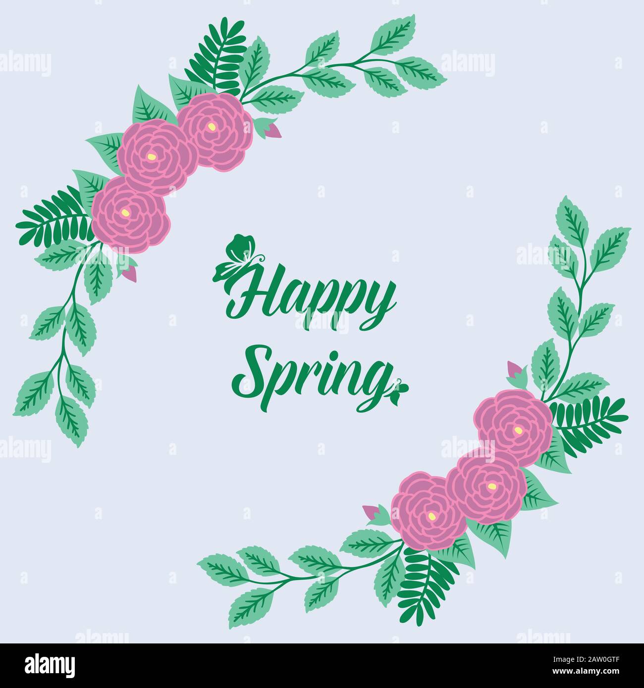 Happy spring greeting card template design, with elegant pattern of ...
