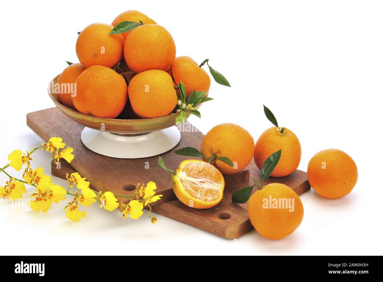 the Chinese honey orange with decoration on the white background Stock ...