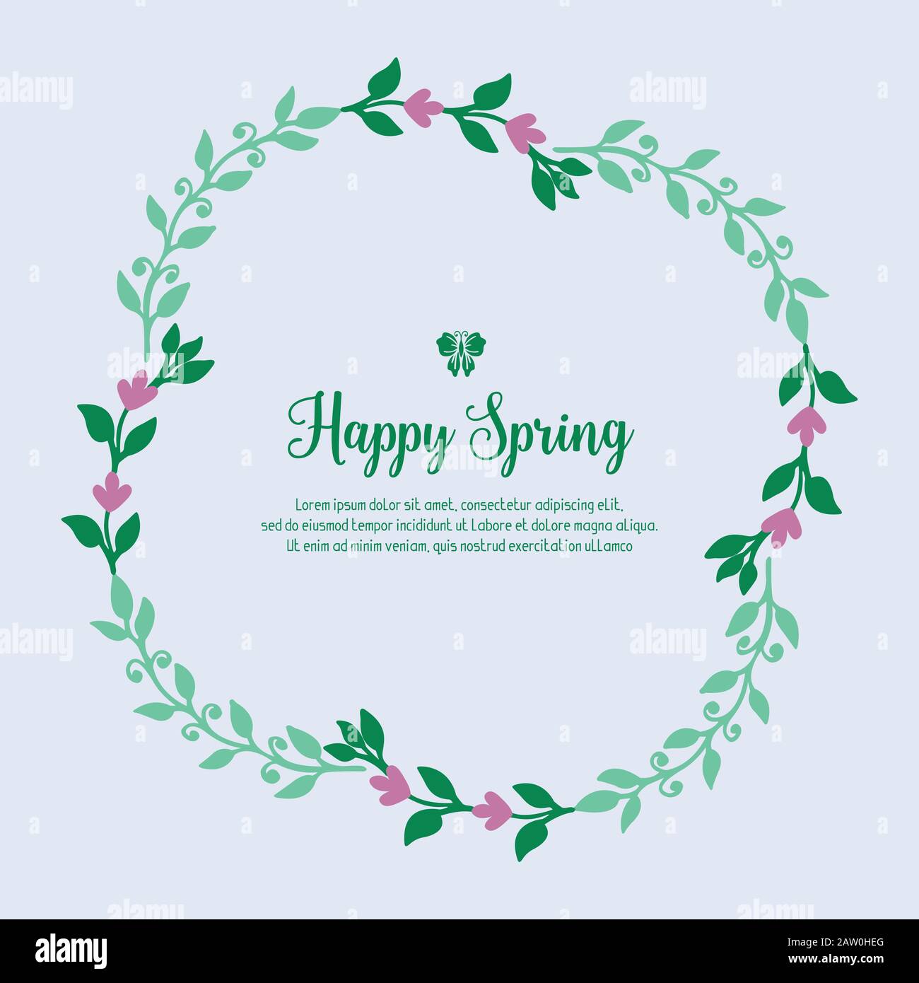 Unique shape pattern of leaf and flower frame, for happy spring ...