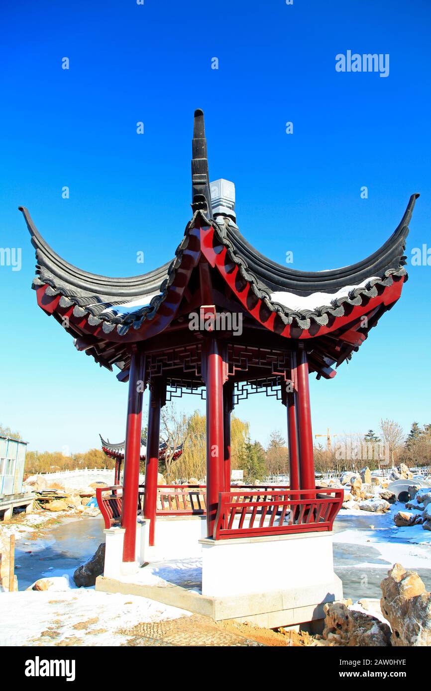 The ancient Chinese pavilion Stock Photo - Alamy