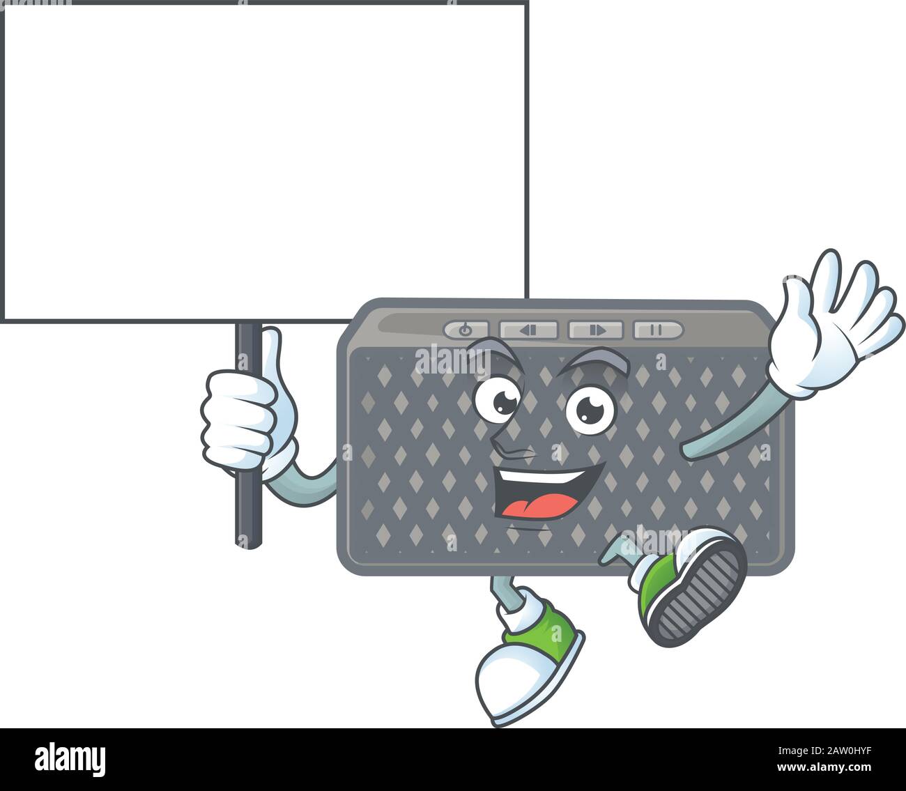 A picture of wireless speaker cartoon character with board Stock Vector ...