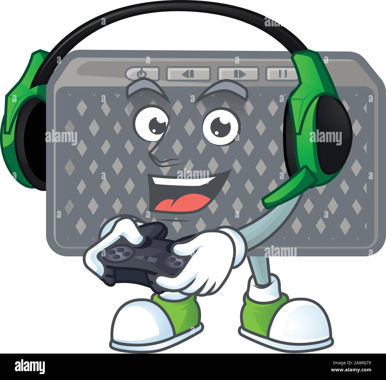 Wireless speaker cartoon picture play a game with headphone and ...