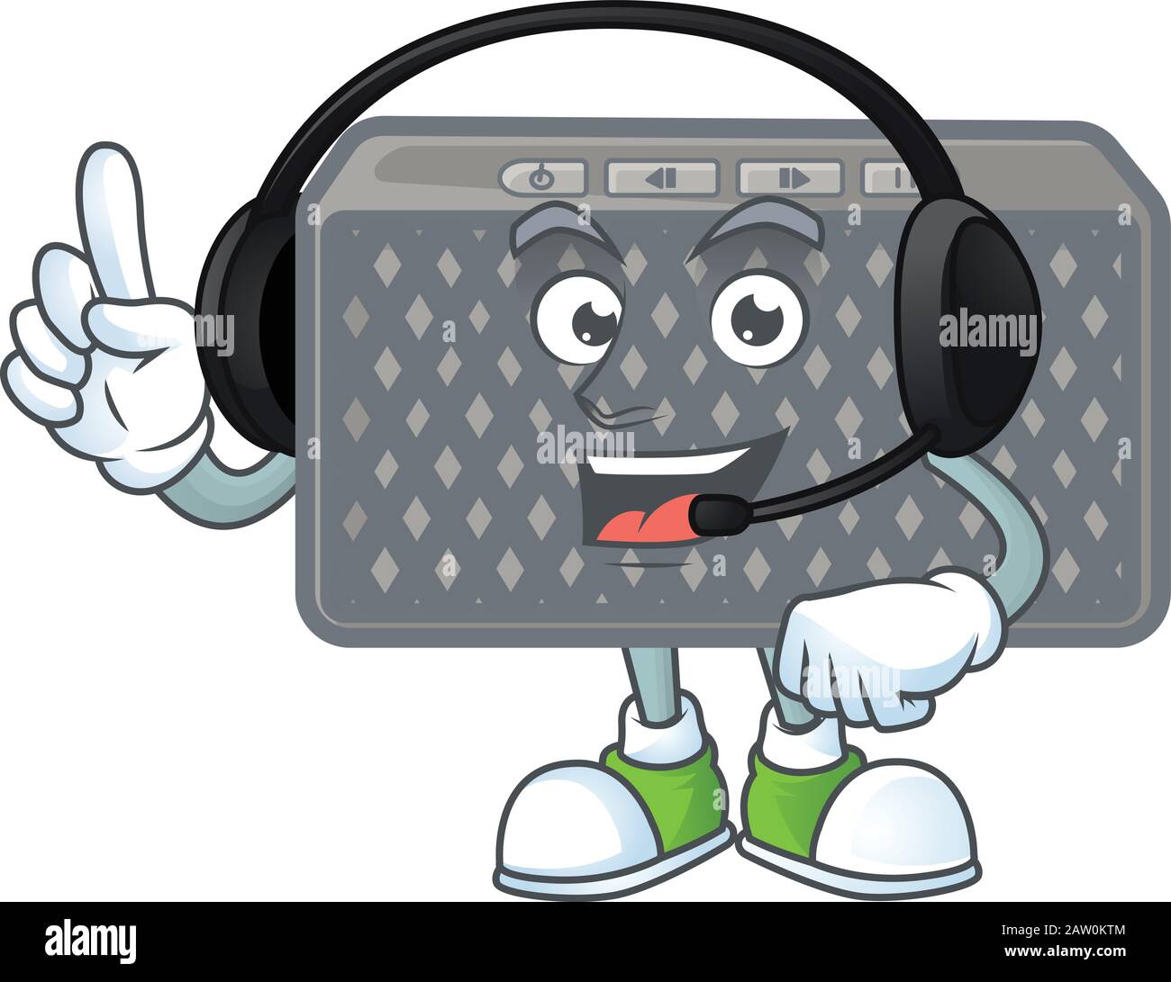 Sweet wireless speaker cartoon character design speaking on a headphone ...