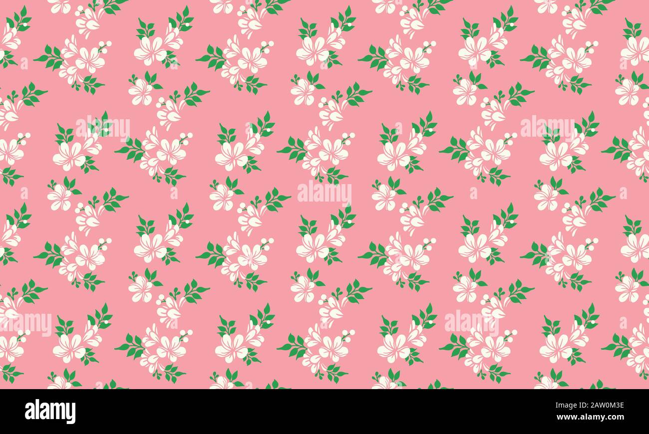 Simple banner for spring, with beautiful leaf and flower pattern ...