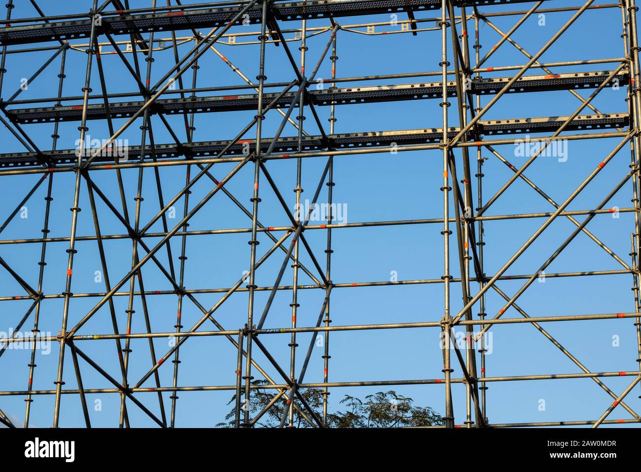 The structure formed by joining light metal construction pipes Stock ...