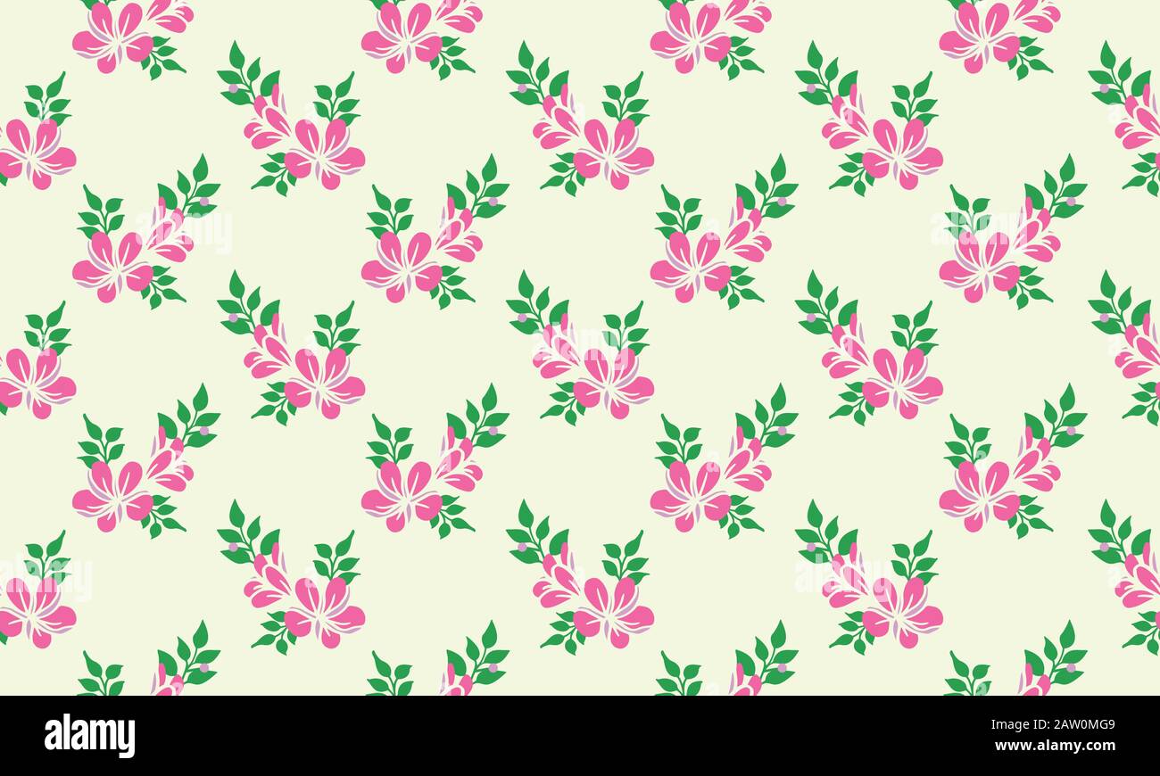 Elegant template for spring, with seamless leaf and flower pattern ...