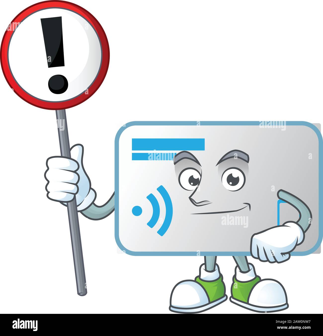 Cartoon character design of NFC card rise up a broad Stock Vector Image ...