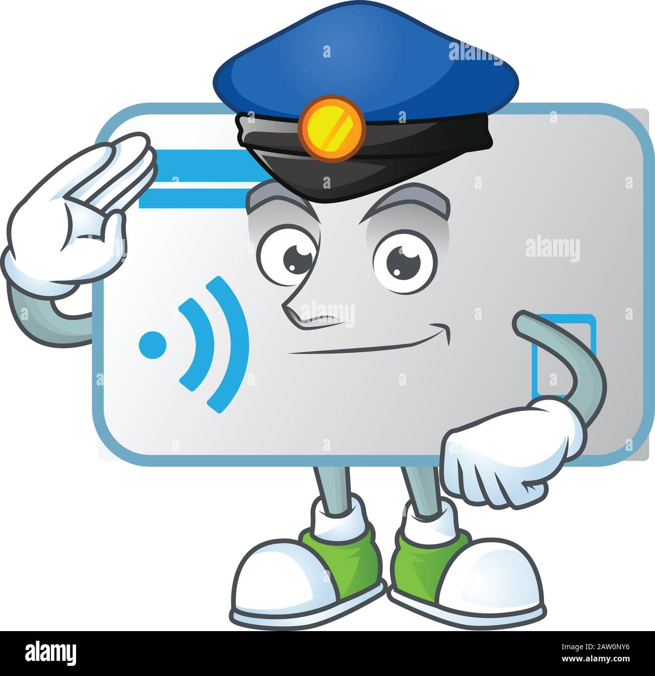A character design of NFC card working as a Police officer Stock Vector ...