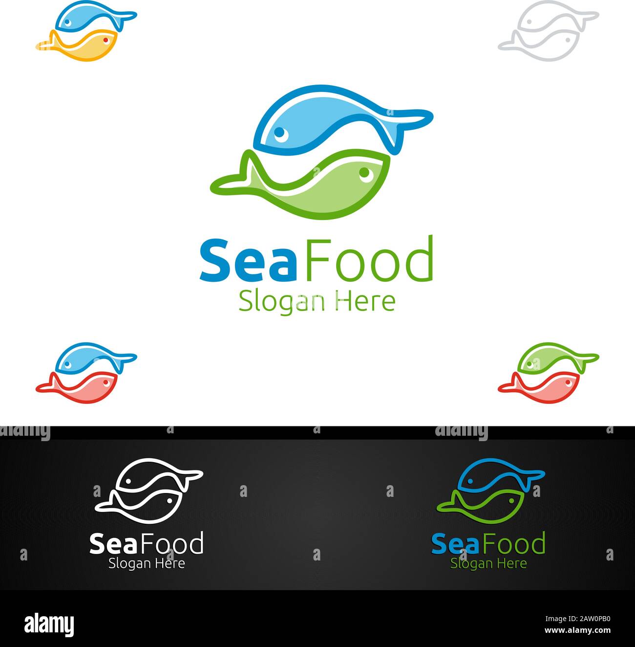 Fish Seafood Logo for Restaurant or Cafe Stock Vector Image & Art - Alamy